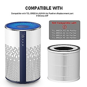 A1/A1W HEPA Filter Replacement Compatible with TCL BREEVA A1/A1W Air Purifier, Compare to Part # Breeva A1F (Not Compatible with TCL Breeva A1C/A2/A3/A5), 2 Pack