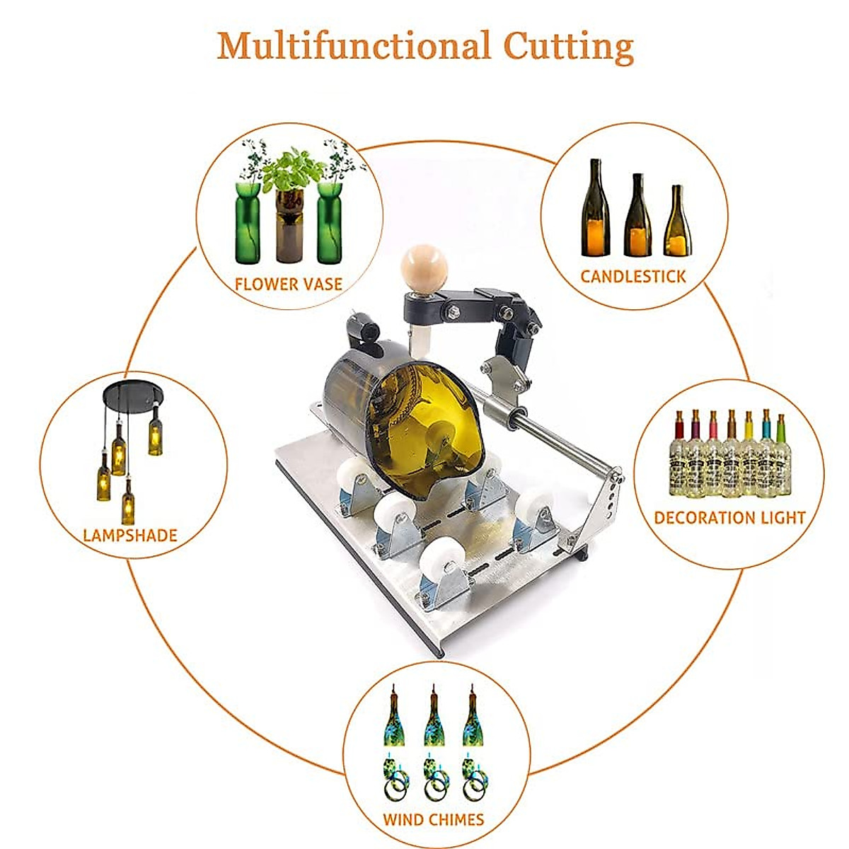 Glass Bottle Cutter for All Shapes, Portable DIY Bottle Cutting Tool Kits for Different Angles, Square & Round Bottle Cutting Machine with Complete Accessories for Beer, Whiskey, Wine…