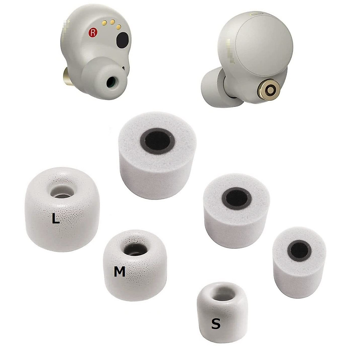 JNSA Foam Tips Replacement for Sony WF-1000XM4 Sliver,WF-1000XM5, WF-XB700, Ultimate Comfort Noise Canceling Memory Foam Eartips Foam Ear Tips,Small Size 3 Pairs, Silver S Size (FoamXM4S3PS)