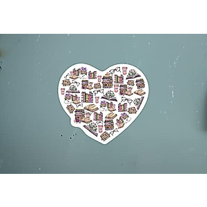 Heart Book 5 Inch Waterproof Decal Sticker Wall Window I Love Books Bookworm Read Reader Reading Music Teacher Classroom Coffee Coffeeshop Book Store Library Inspirational Bookmark Scrapbook Planner Paper Journal School CS1481-2PK