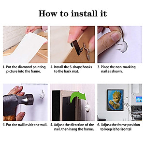 Betionol Diamond Painting Frames Set of 4, Display 12x16in/30x40cm Diamond Painting Kits or Photos, Black Natural Solid Wood Picture Frame with Acrylic Protection Glass, Back Mat And Hanging Kit