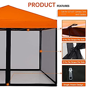 Mosquito Netting Outdoor Screen House Tent Screen Wall with Zipper for Camping, Patio, 10x 10 Gazebo and Tent (Mosquito Net Only Black)