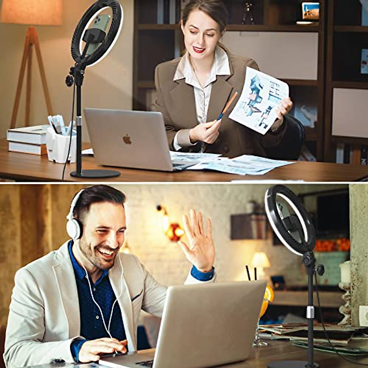 Desktop Ring Light for Zoom Meetings - 10.5'' Computer Ring Lights with Stand and Phone Holder, Laptop Ring Light for Video Conference/Online Video Call/Make up/Video Recording/Webcam/Live Streaming