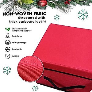 EDSRDUS Christmas Holiday Light Storage Box - Non-Woven Fabric, with 3 Light Storage Wraps, Lights Organizer Container Reinforced Stitched Handles（Light String not Included）