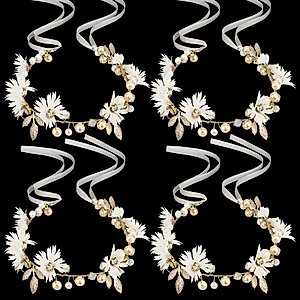 Yinder 4 Pieces Flower Girl Headpiece Wedding Headband for Girls Bridal Hair Vines Crystal Flower Hair Accessory Rhinestone Crown Tiaras for Girls Gold Headpiece for Wedding Party Birthday Kids