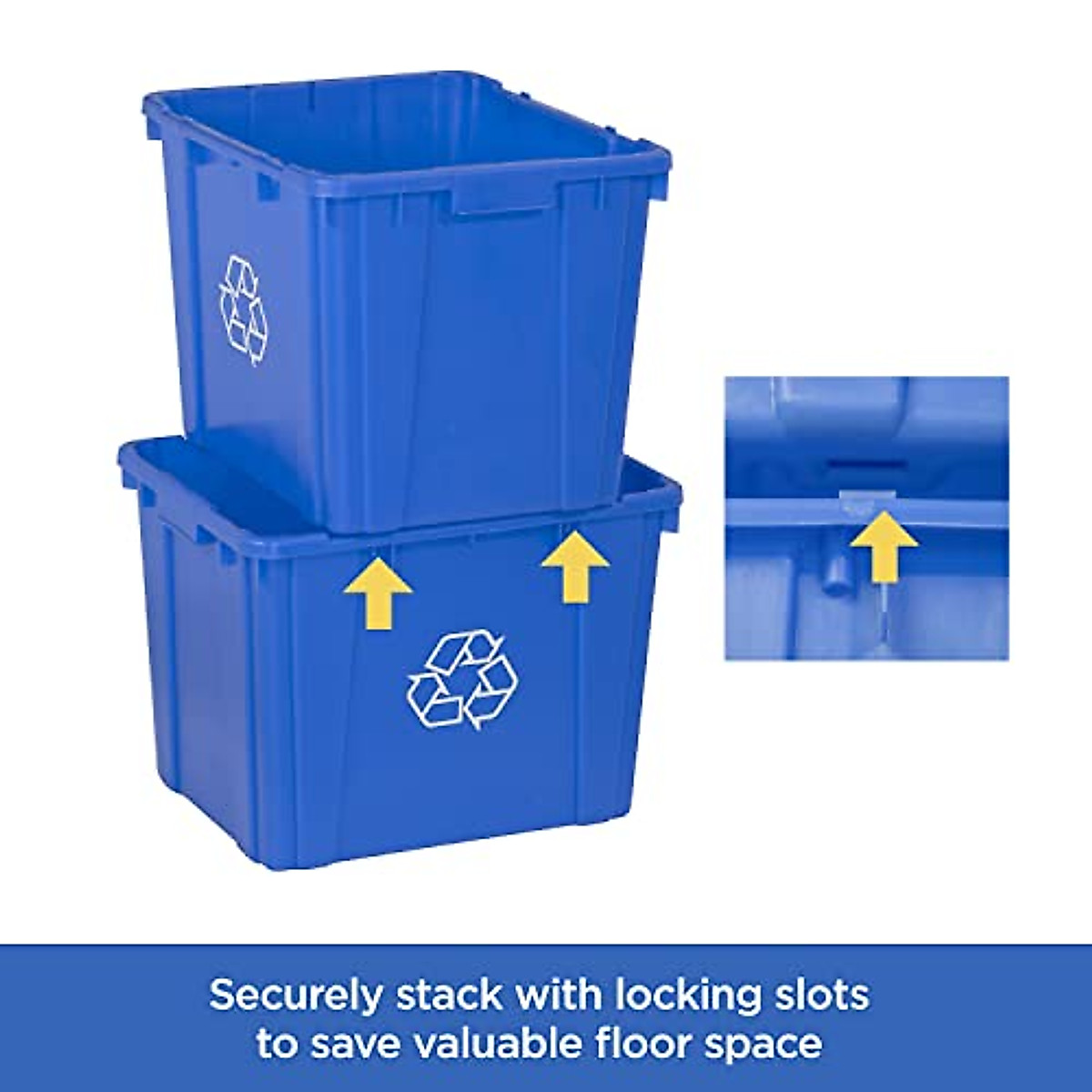 CX 14 Gallon Recycling Bin, Indoor/Outdoor, Stackable (6-Pack)