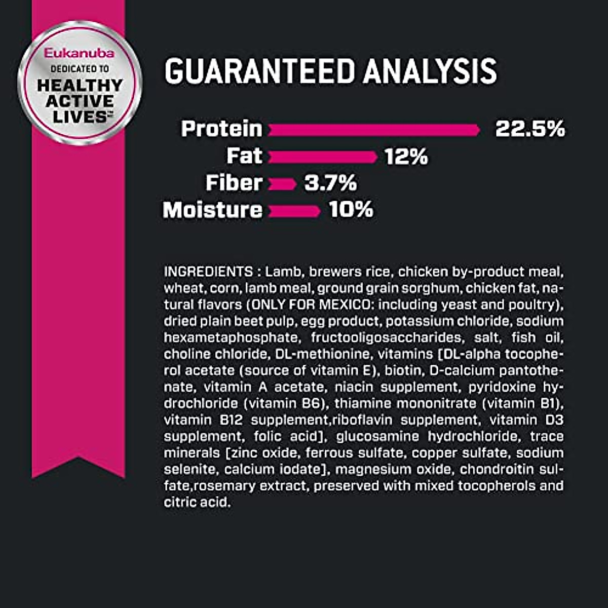 Eukanuba Adult Large Breed Lamb 1st Ingredient Dry Dog Food, 15 lb