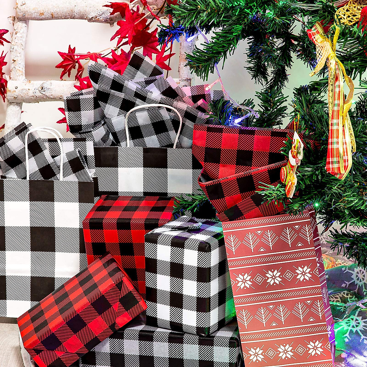 Whaline 120 Sheet Buffalo Plaid Tissue Paper Christmas Red Black Buffalo Check Gift Wrapping Paper Farmhouse Rustic Art Paper Crafts for DIY Gift Wrapping Christmas Holiday, 13.78" x 19.69"