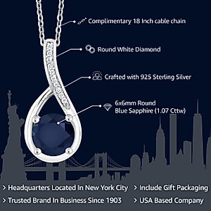 Gem Stone King 925 Sterling Silver 6MM Round Gemstone Birthstone and White Diamond Necklace | Infinity Pendant Necklace for Women | With 18 Inch Chain