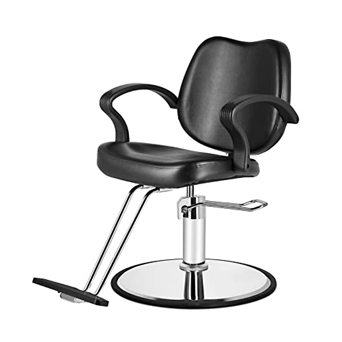 Beautymega Black Round Base Styling Salon Chair Hydraulic Pump Barber Chair All Purpose Beauty Salon Equipment