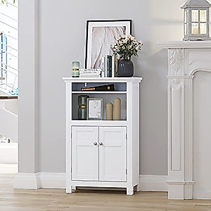 Spirich Bathroom Storage Cabinet, Floor Wood Cabinet with Doors and Adjustable Shelves, Freestanding Entryway Cabinet Organizer (White)