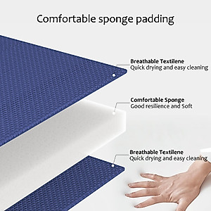 Domi Patio Chaise Lounge Set of 3, Adjustable Full Aluminum Pool Lounge Chairs with Wheels and Side Table, Padded Sunbathing Lounger for Deck Lawn Patio Backyard,Textilene - Navy Blue