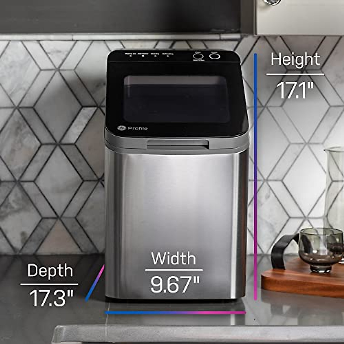 GE Profile Opal 1.0 Nugget Ice Maker| Countertop Pebble Ice Maker | Portable Ice Machine Makes up to 34 lbs. of Ice Per Day | Stainless Steel Finish
