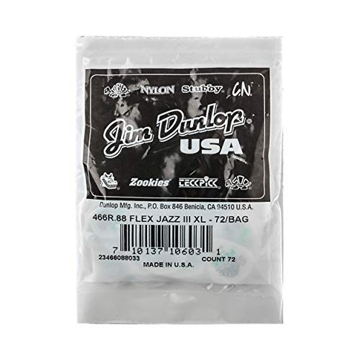Jim Dunlop Tortex Flex Jazz III XL .88mm 12 Pack Guitar Picks (466P.88)