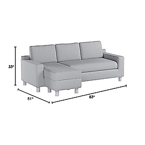 US Pride Furniture Kachy Fabric Convertible Sleeper Sectional Sofa Bed & Facing-Left Chaise, Gray