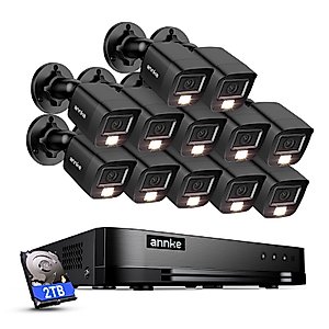 ANNKE 16 Channel Security Camera System HD-TVI 1080P Lite Video DVR and (12) 2.0MP Indoor/Outdoor Weatherproof Cameras, AI Human/Vehicle Detection, Night Vision,Remote Access, 2 TB Hard Drive