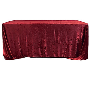 YOUR CHAIR COVERS - 90 x 132 Inch Rectangular Crushed Velvet Tablecloth for 6 ft. Rectangular Tables Wedding, Party, Dining, Banquet and Events - Burgundy