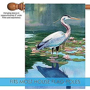 Toland Home Garden 109996 Reflecting Heron Bird Flag 28x40 Inch Double Sided for Outdoor Birds House Yard Decoration