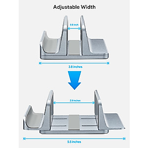 JARLINK (Upgraded Version Vertical Laptop Stand, Desktop Stand Adjustable Laptop Holder (up to 17.3 inches) Compatible with MacBook Pro/Air, Microsoft Surface, Lenovo (Gray)