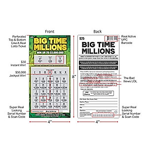 Larkmo Prank Gag Fake Lottery Tickets - 8 Total Tickets, 4 of Each Winning Ticket Design, These Scratch Off Cards Look Super Real Like A Real Scratcher Joke Lotto Ticket, Win 10,000 or $50,000