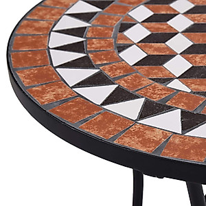 PSFANMZX Mosaic Bistro Table,Outdoor Coffee Table,Small Plant Table,Apartment Gardening Balcony,Porch Side Table,for Patio, Backyard,Pool, Brown 23.6" Ceramic