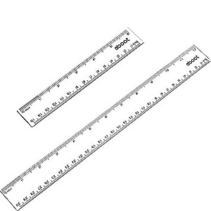 2 Pack Plastic Ruler Straight Ruler Plastic Measuring Tool for Student School Office (Clear, 6 Inch, 12 Inch)