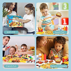 Shimfun 130pc Play Food Set for Kids & Toddlers Kitchen Toy Playset. Pretend Play Fake Toy Food, Play Kitchen Accessories Food Toys, Detail for Fun & Education Kitchen Toys. Best Gift Choice