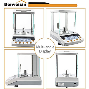 Bonvoisin Digital Analytical Balance 0.1mg High Precision Lab Scale CE Certificated Electronic Balance 0.0001g Scientific Laboratory Scale (220g, 0.1mg)