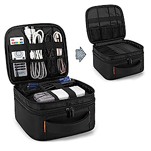 CURMIO Double Layers Projector Case, Mini Projector Carrying Bag Compatible with DR.J Professional and QKK Mini Projector, Black