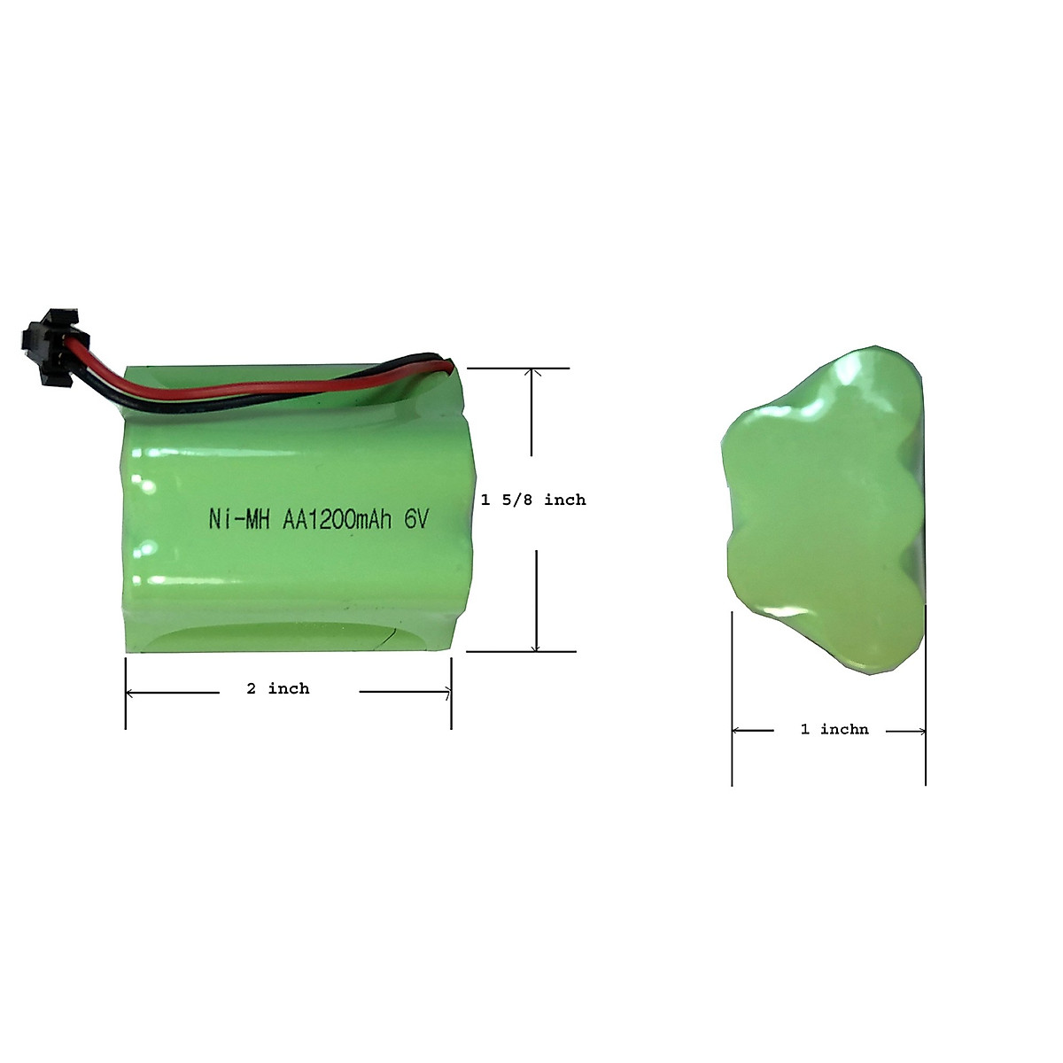 Forcetek Ni-Mh 6V 1200mAh AA Rechargeable Battery Pack - 2pcs with SM 2P Plug for Toys, Lighting and Electric Tools