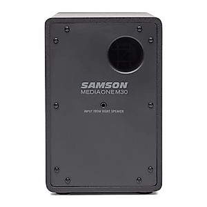 Samson SAM30 3-Inch Powered Studio Monitors Pair Featuring Polypropylene Woofer and 3/4-inch Silk-Dome Tweeter in MDF with Textured Vinyl Covering (Black)