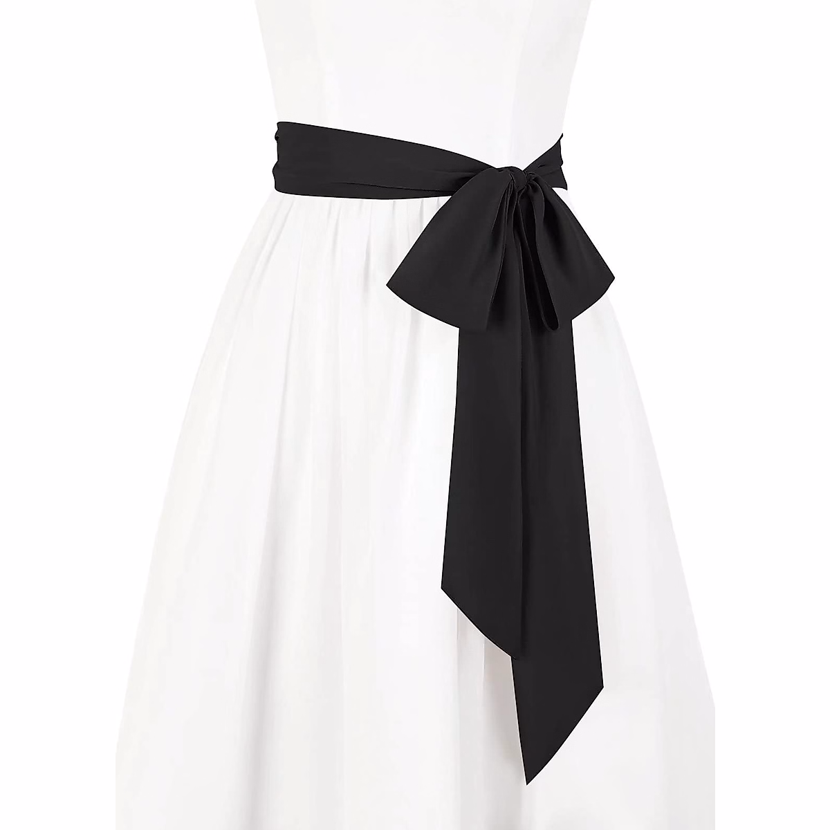 Juweniz Women's Long Chiffon Sash Waist Belt For Bridal Wedding Bridesmaid Prom Formal Special Occasion Dresses Belt 3'' Black