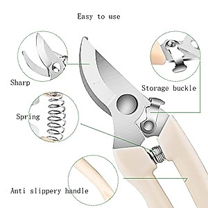 spdtech Curve Garden Scissor ,Sharp Garden Shears for Cutting Flowers,Trimming Plants, Bonsai, Fruits Picking White