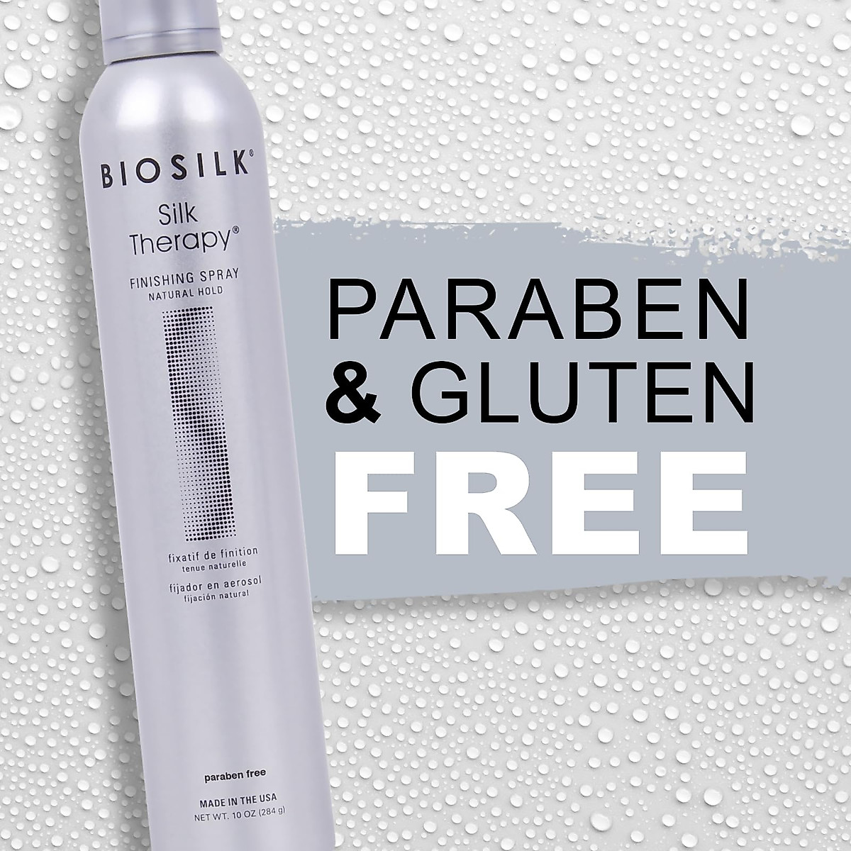 BioSilk Silk Therapy Finishing Spray Natural Hold, Natural-Hold Hairspray For Long-Lasting Styles, Sulfate, Paraben, & Cruelty-Free, 10 Oz