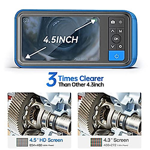 50FT Endoscope Borescope, Teslong Dual Lens Sewer Inspection Camera with 4.5'' Screen, Waterproof Snake Cable, LED Lights, 1080P Fiber Optic Scope Camera for Home Wall Duct Drain Pipe Plumbing