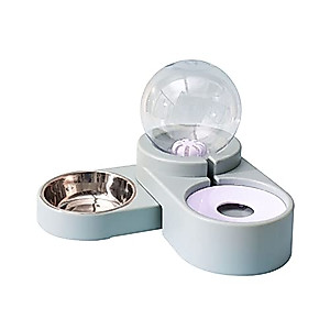 Pet Food Bowl Dog Cat Food Dispenser Pet Double Bowls Large Capacity Pet Supplies Blue