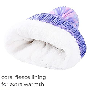 accsa Kids Knit Unicorn Beanie Hat with Gloves Girls Winter Beanie Hat with Pom Pom