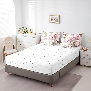 Ballet Dance Girl Pink Comforter Set 7 Pcs,Fantasy Dancing Dress Shoes Bedding Set,Dreamy Swan Watercolor Flowers Kawaii(Comforter+Fitted+Flat Sheet+2 Pillowcases+2 Throw Pillow Covers),Twin