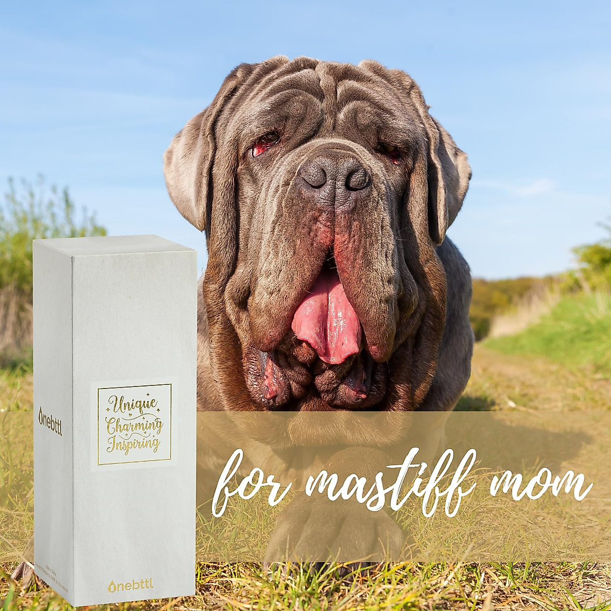 Onebttl Dog Mom Gifts, Dog Lover Gifts for Women, Best Dog Mom Ever, 20 oz Glitter Silver-Gold Insulated Tumbler - Mastiff Mom