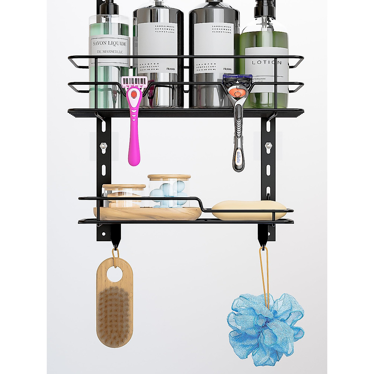 Elbourn Over The Door Shower Caddy, Adjustable Hanging Shower Organizer, Shampoo Rack Bathroom Storage - 5 Shelves