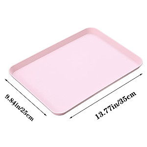 Fast Food Trays 10x14 Wheat Straw, Rectangular Serving Platter, Lunch Dinner Tray, Cafeteria Trays for Appetizer Snack Cafe Tea Outdoor Party, Dishwasher Safe (Pink)