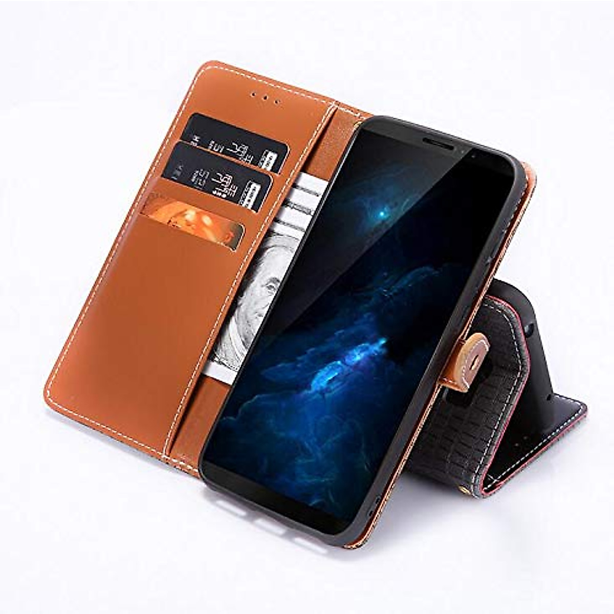 YLYT Shockproof - Black Flip Leather TPU Silicone Luxury Cover Stand Wallet Case for Oppo Reno2 6.5 inch Card Slots Pouch Skin