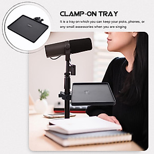 HEALLILY 1pc Mic Rack Stand Tray Adjustable Clamp-On Rack Tray Holder Universal Mic Microphone Stand Tray for Live Streaming Karaoke Concert