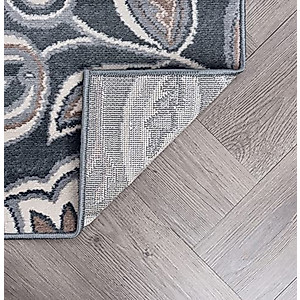 Emmalyn Transitional Floral Gray Rectangle Area Rug, 7.6' x 10'