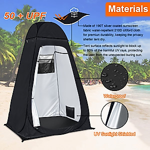 anngrowy Shower/ Toilet Tent Pop-Up Camping Portable Outdoor Camp Bathroom Changing Dressing Room Instant Privacy Shelters for Hiking Beach Picnic Fishing Potty, Extra-Tall, UPF 50+