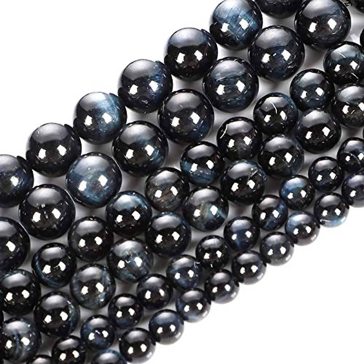 YU Natural Stone Beads Navy Tiger Eye Stone Loose Beads for Jewelry Making Needlework DIY Bracelet Strand 4-12 MM T715 (Color : H7202, Item Diameter : 4mm About 92 pcs)