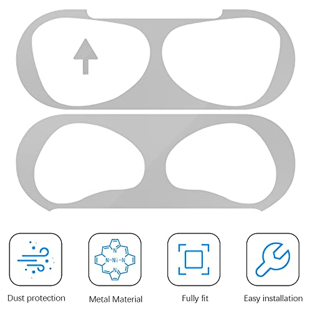 Dust Guard for Apple AirPods 3 Case Box, Senbos Metal Sticker Protection Film Dust-Proof for AirPods 3rd Generation, Ultra Slim, Luxurious Looking, Protect from Iron/Metal Shavings (Silver)