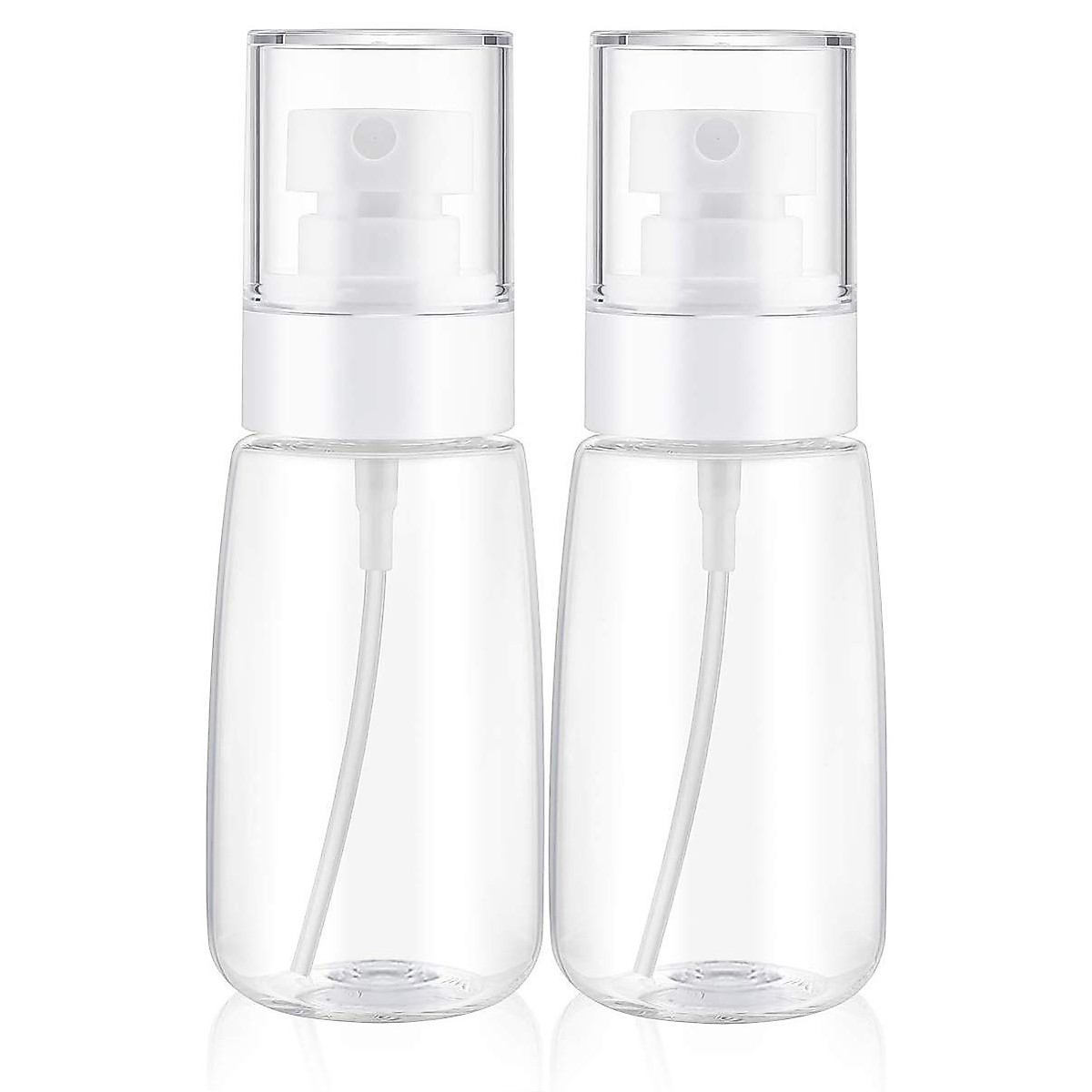 TOSERSPBE Spray Water Bottle Hair Mister, Fine Mist Stylist Sprayers 360 Empty Small Misting Spritzer, Perfume Atomizer with Pump Clear Containers (2PCS/2oz)