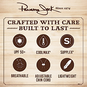 Panama Jack Mesh Crown Safari Sun Hat, 3" Brim, Adjustable Chin Cord, UPF (SPF) 50+ Sun Protection (Khaki, X-Large)