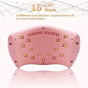 LKE UV LED Nail Lamp, Nail Dryer 72W Gel Polish Curing Lamp for Gel Nail Polish Kit Nail Art Accessories White